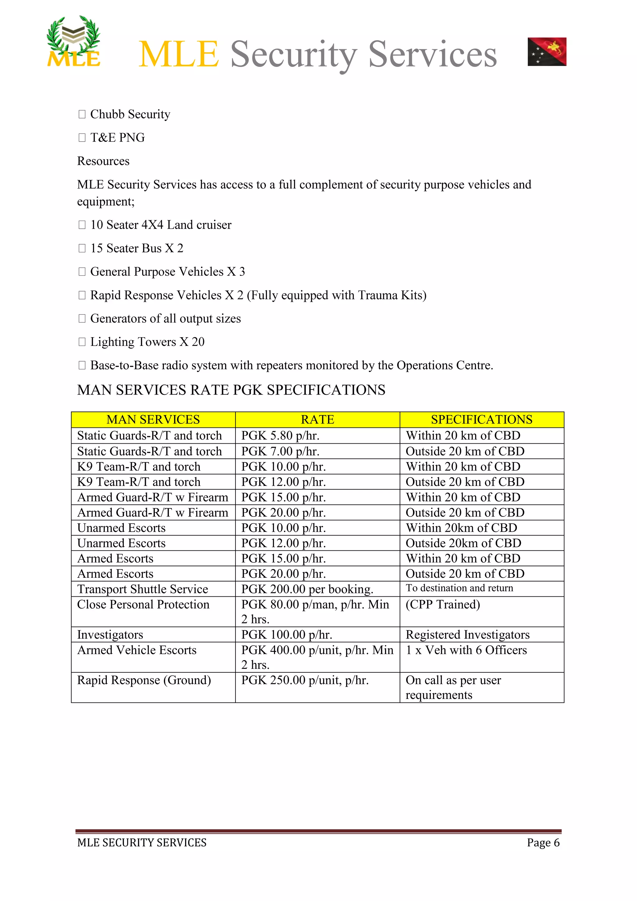 MLE Security Services PROFILE basic | PDF