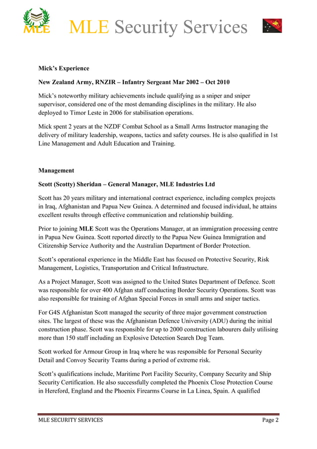 MLE Security Services PROFILE basic | PDF