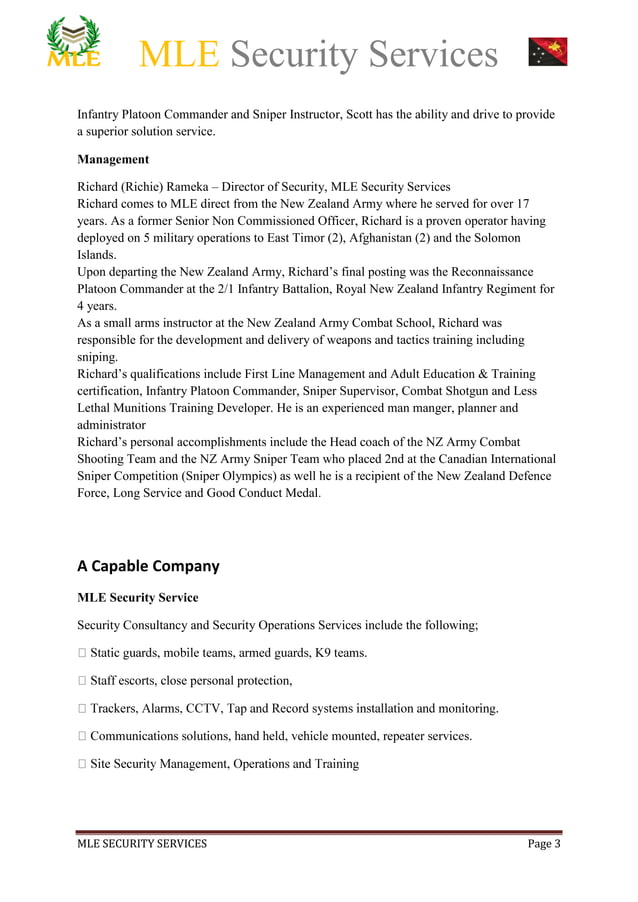 MLE Security Services PROFILE basic | PDF