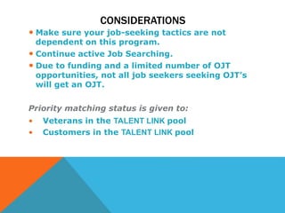 On the Job training orientation PPT | PPTX