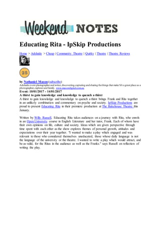 Weekend Notes - Nathanial Mason article 'Educating Rita' | PDF