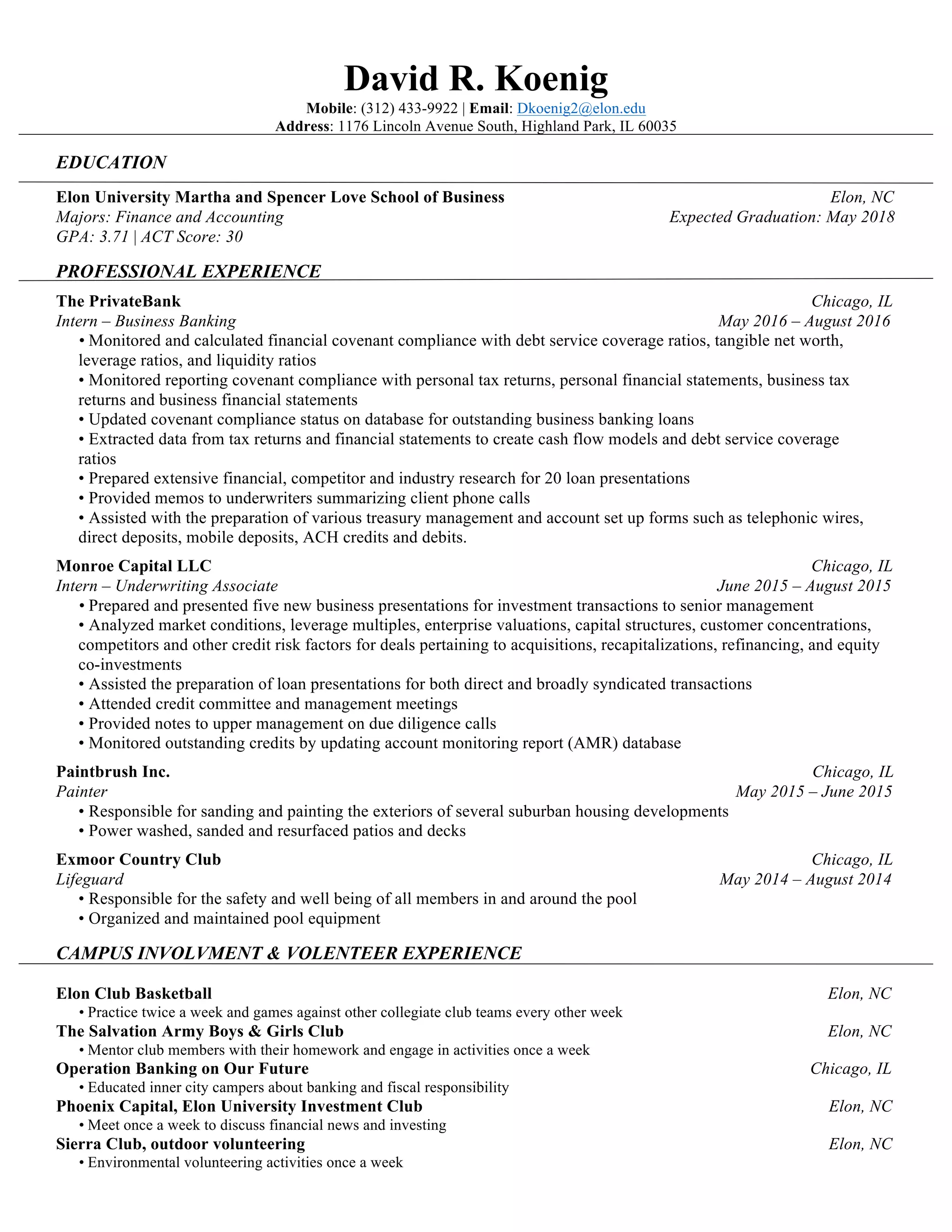 David Raymond Koenig Resume PDF | PDF
