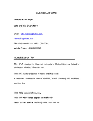 2016_CV_Tahereh Fathi Najafi | PDF