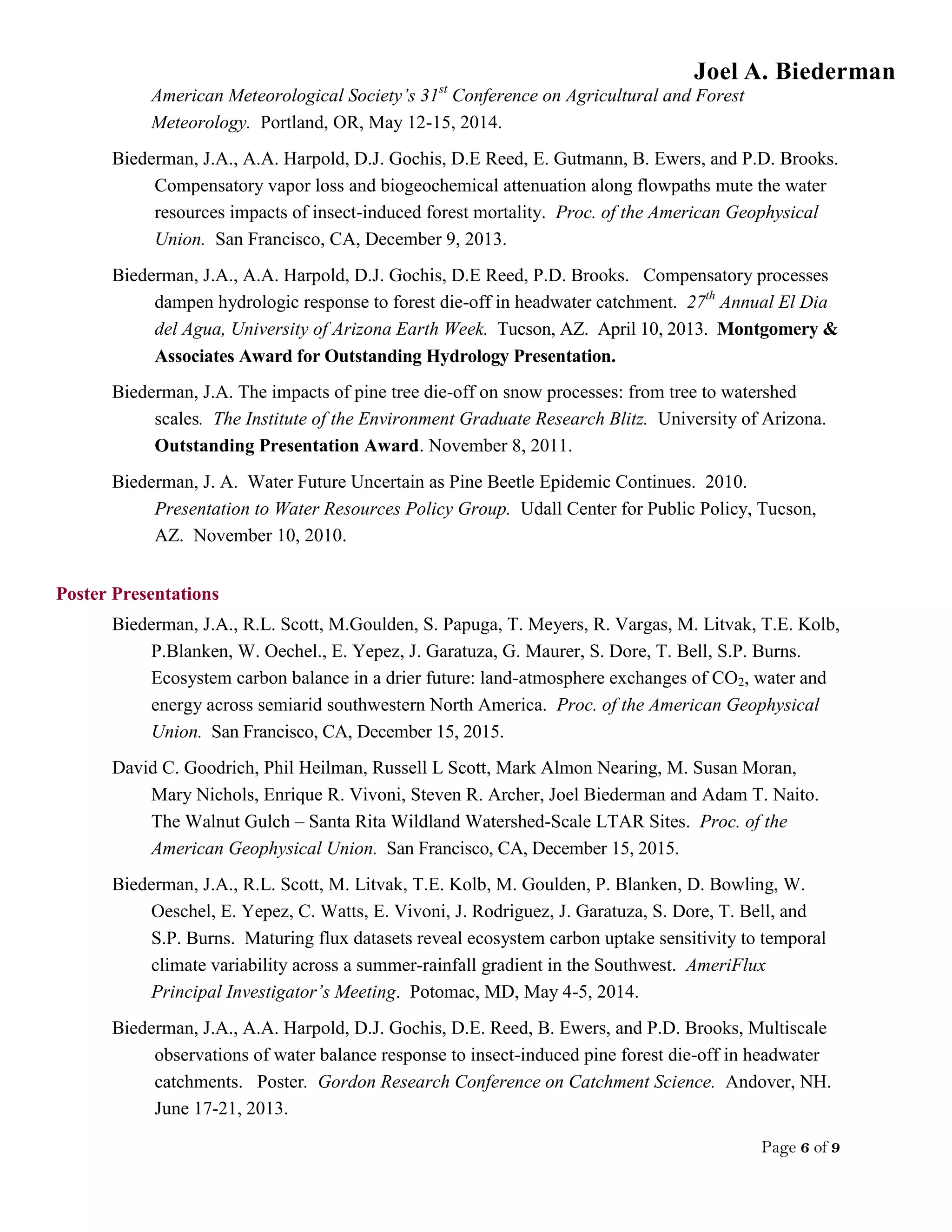 Biederman CV Jan 2016 | PDF