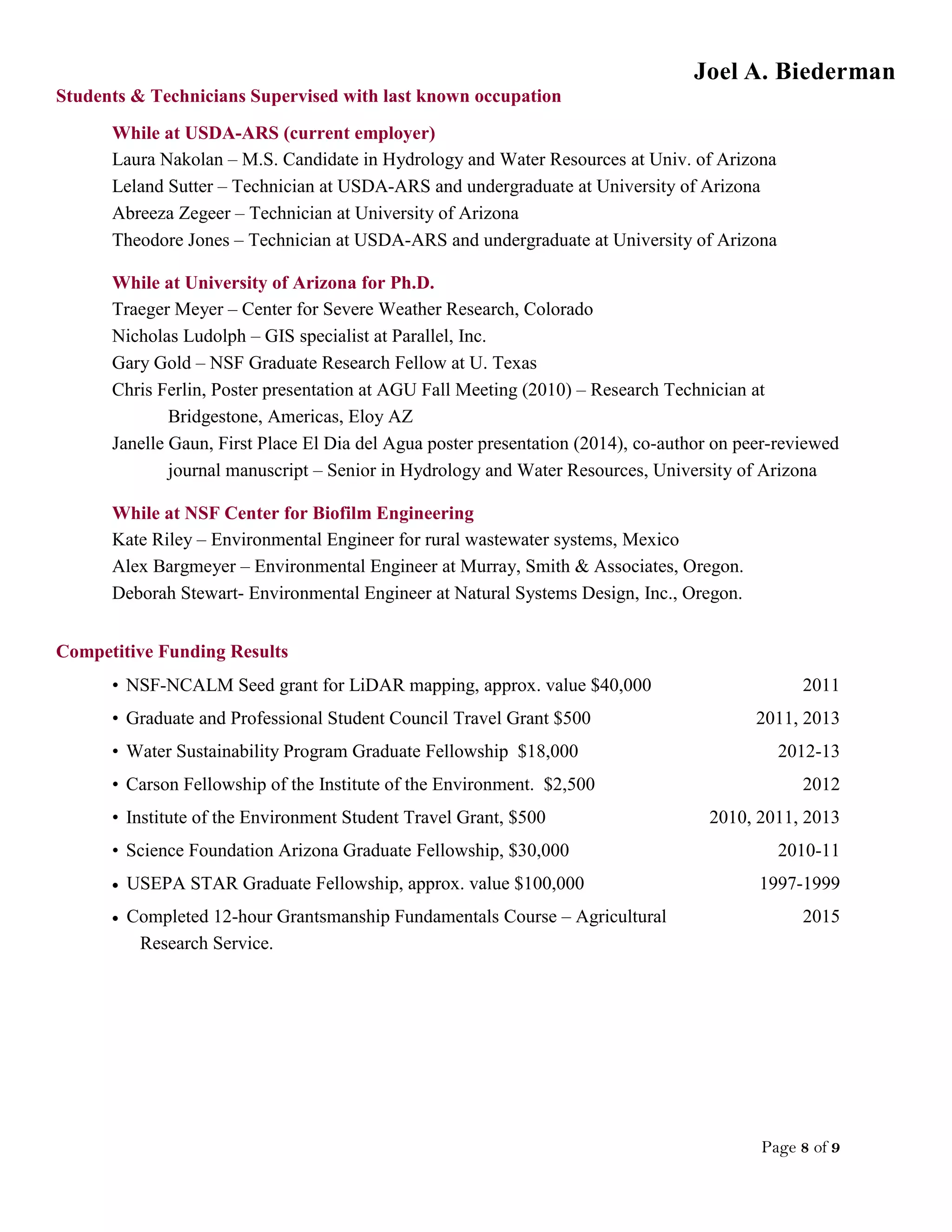 Biederman CV Jan 2016 | PDF