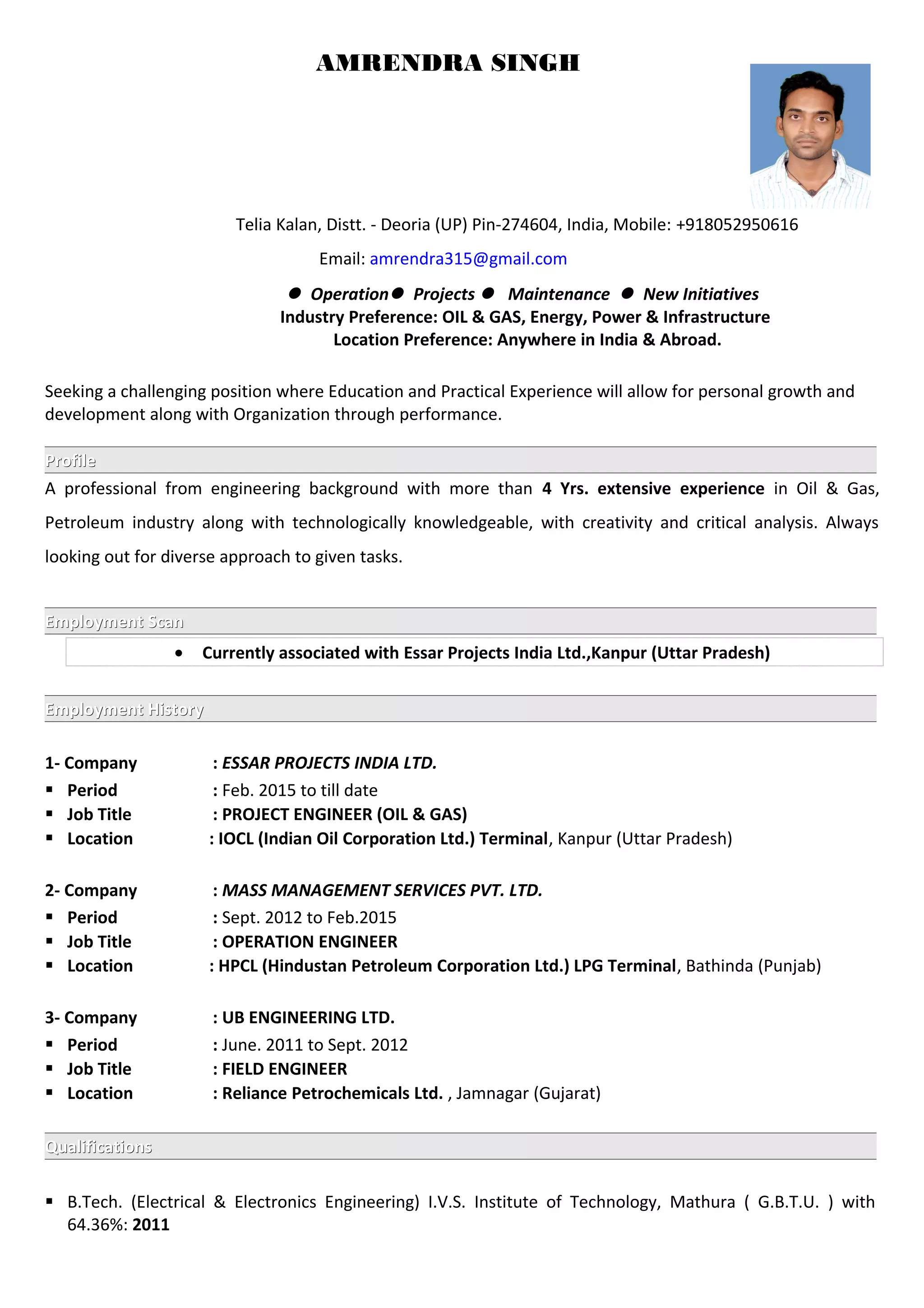 Amrendra Singh's Resume | PDF