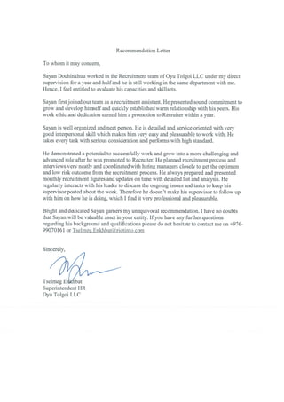 Recommendation Letter 3 | PDF