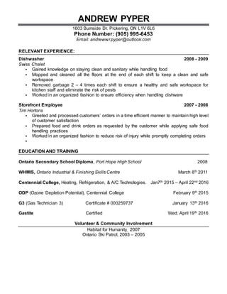 Andrew Pyper - resume | DOCX