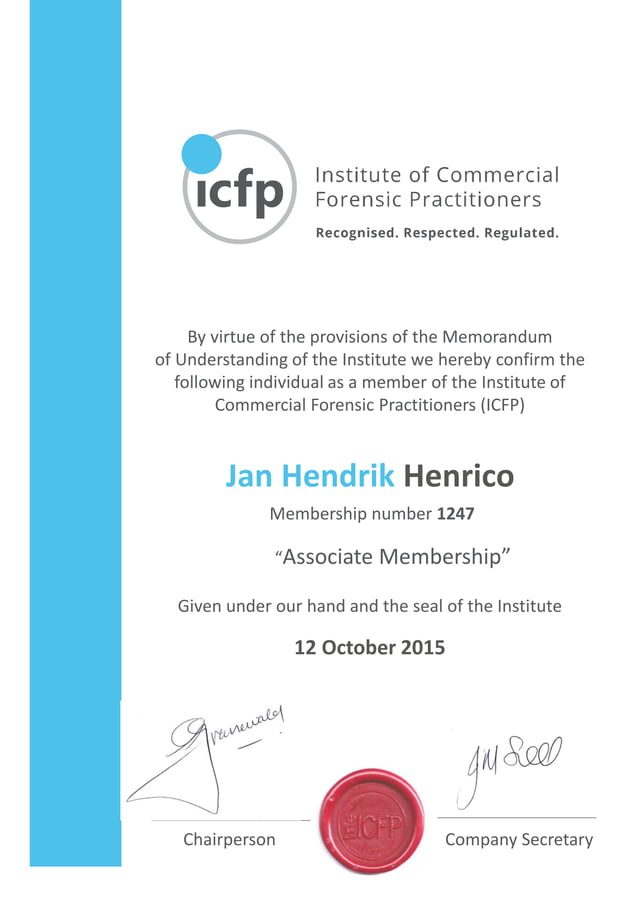 ICFP associate membership certificate | PDF