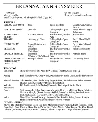 Breanna's Theatre Resume | PDF