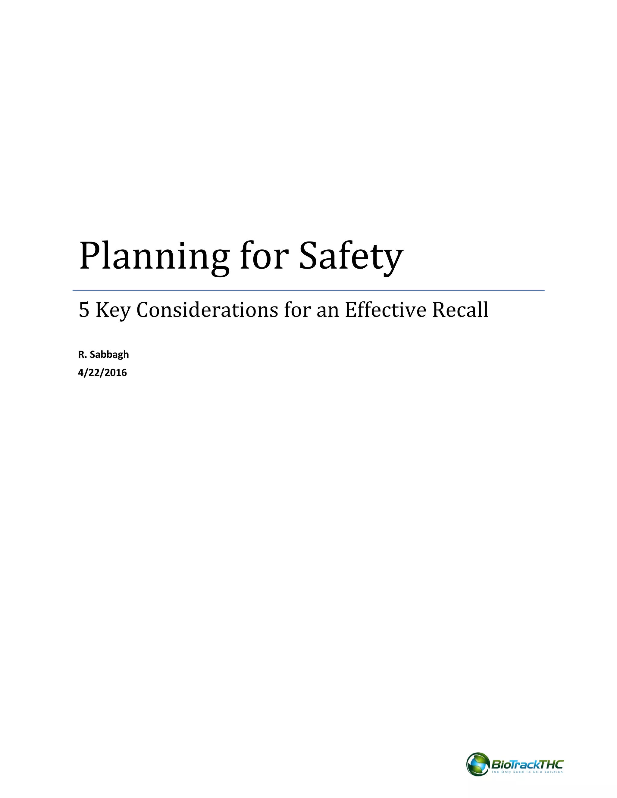 Planning for Safety _ 5 Key Considerations for an Effective Recall ...