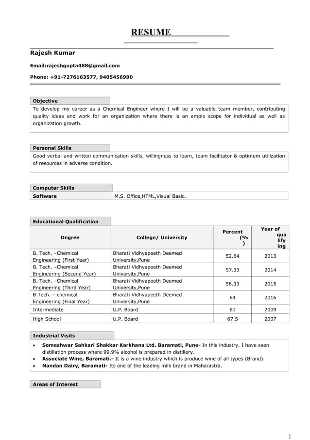 Rajesh resume | DOC