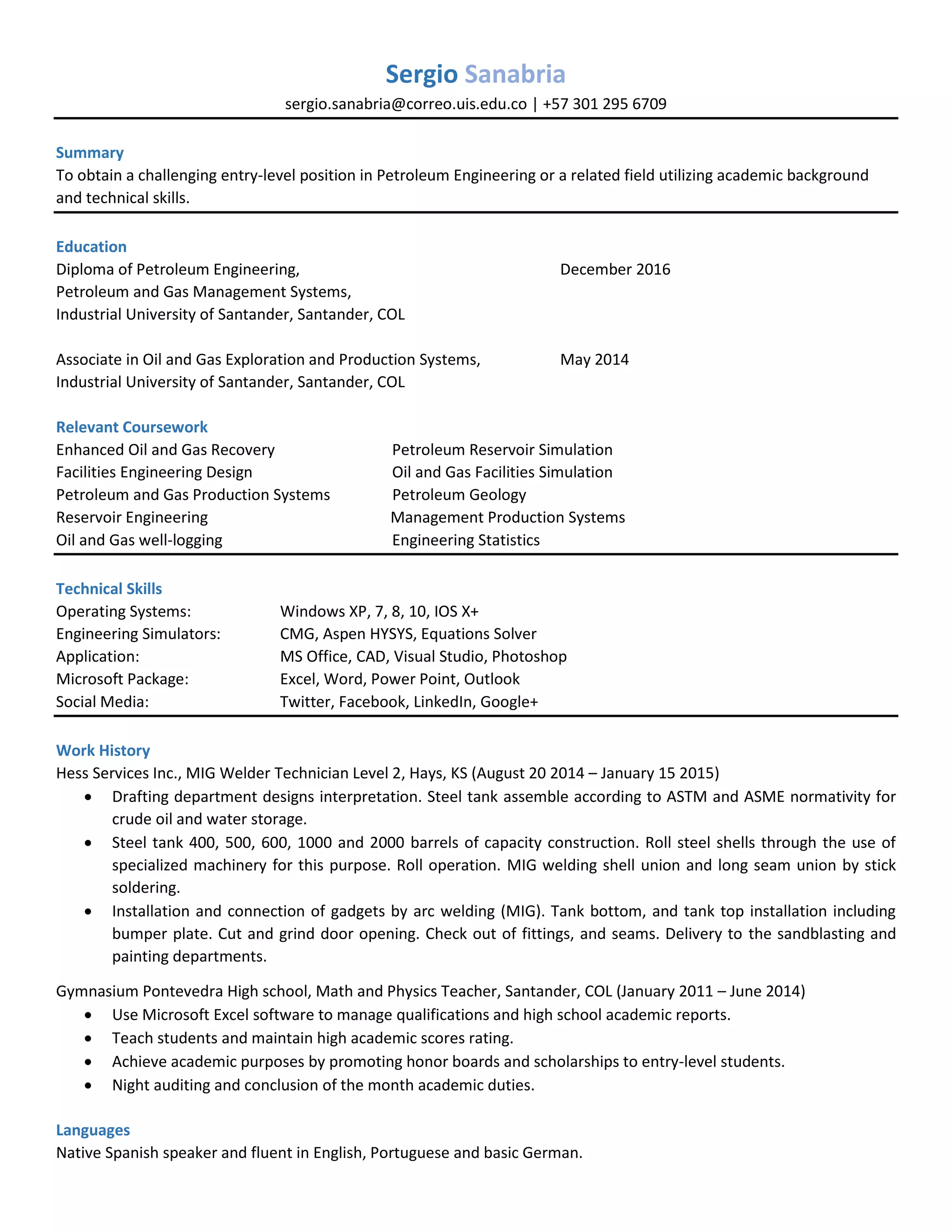 SergioSanabriaResume (1) | PDF