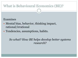Behavioral Economics - Presentation at ILEAD | PPT