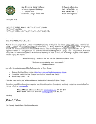 Spring Open House Event Letter | DOC | College Education | Education