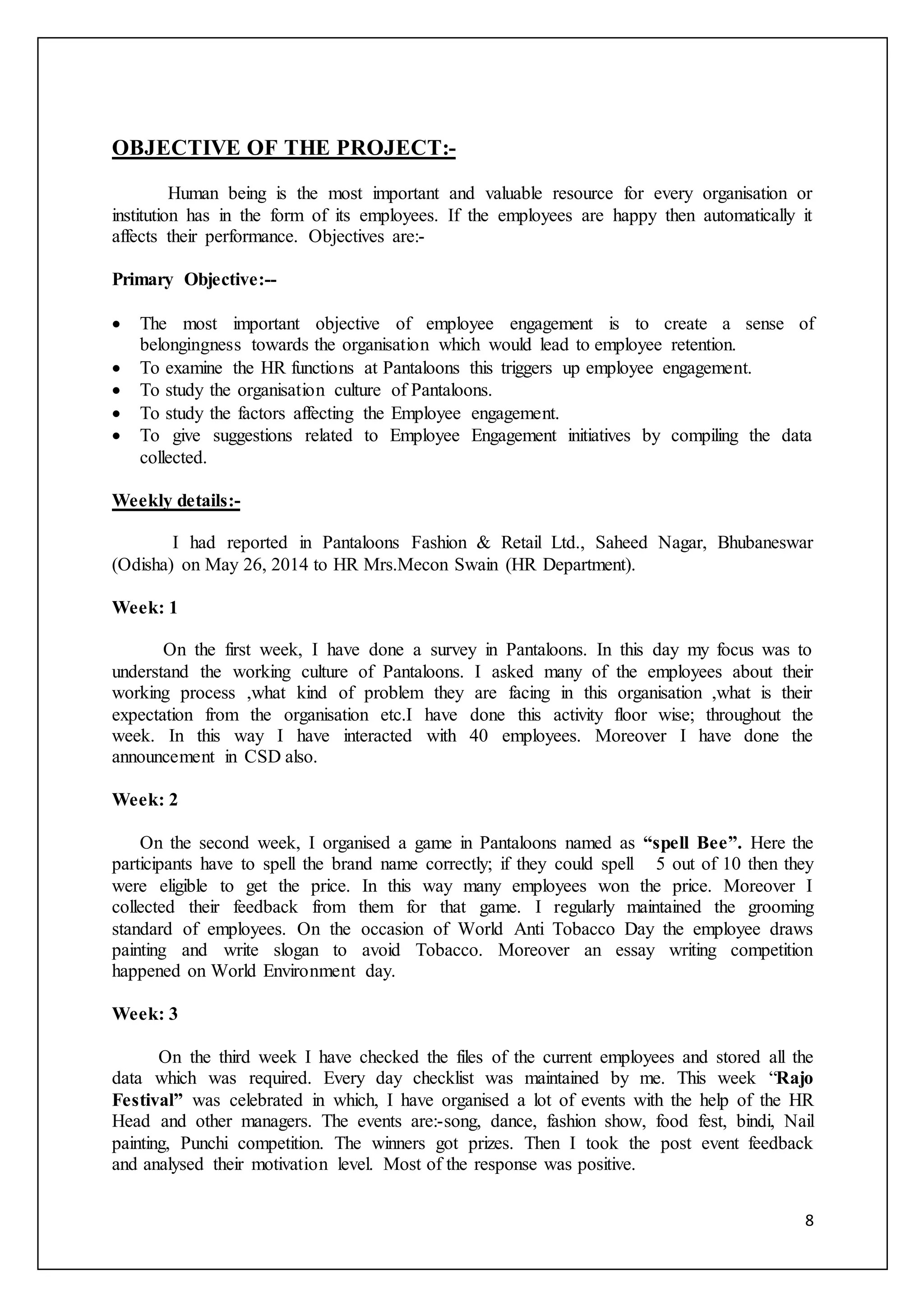 EMPLOYEE ENGAGEMENT PROJECT | DOCX