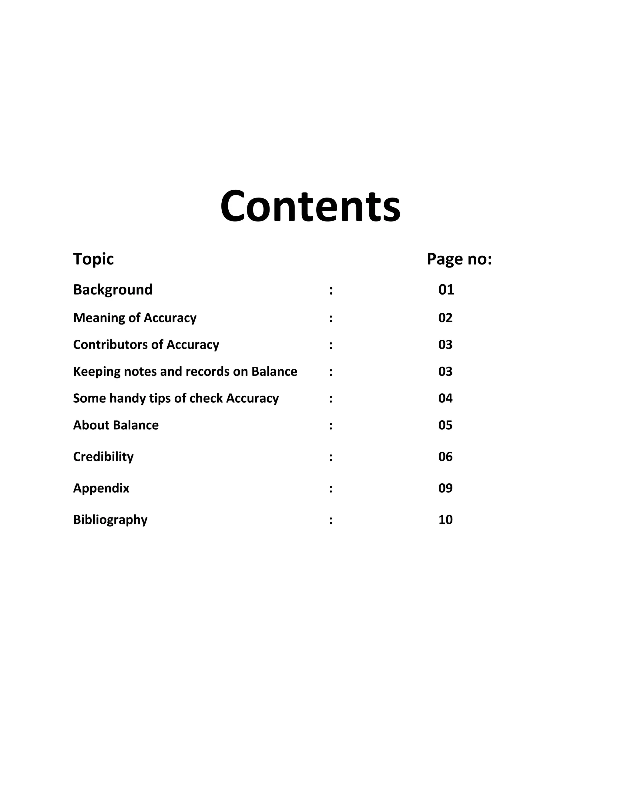 Check List for accuracy, Balance & credibility | PDF
