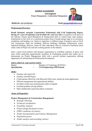 GEORGE CV | DOC | Civil Engineering Industry | Industries