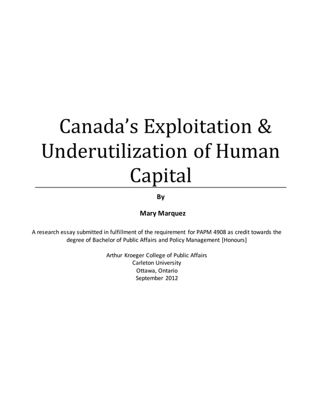 Canada's Exploitation and Underutilization of Human Capital-HRE-final | PDF
