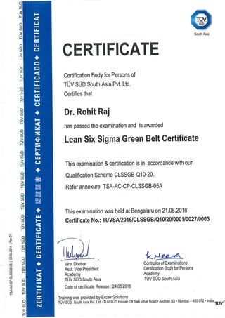 Certificate_LSSGB_Rohit | PDF