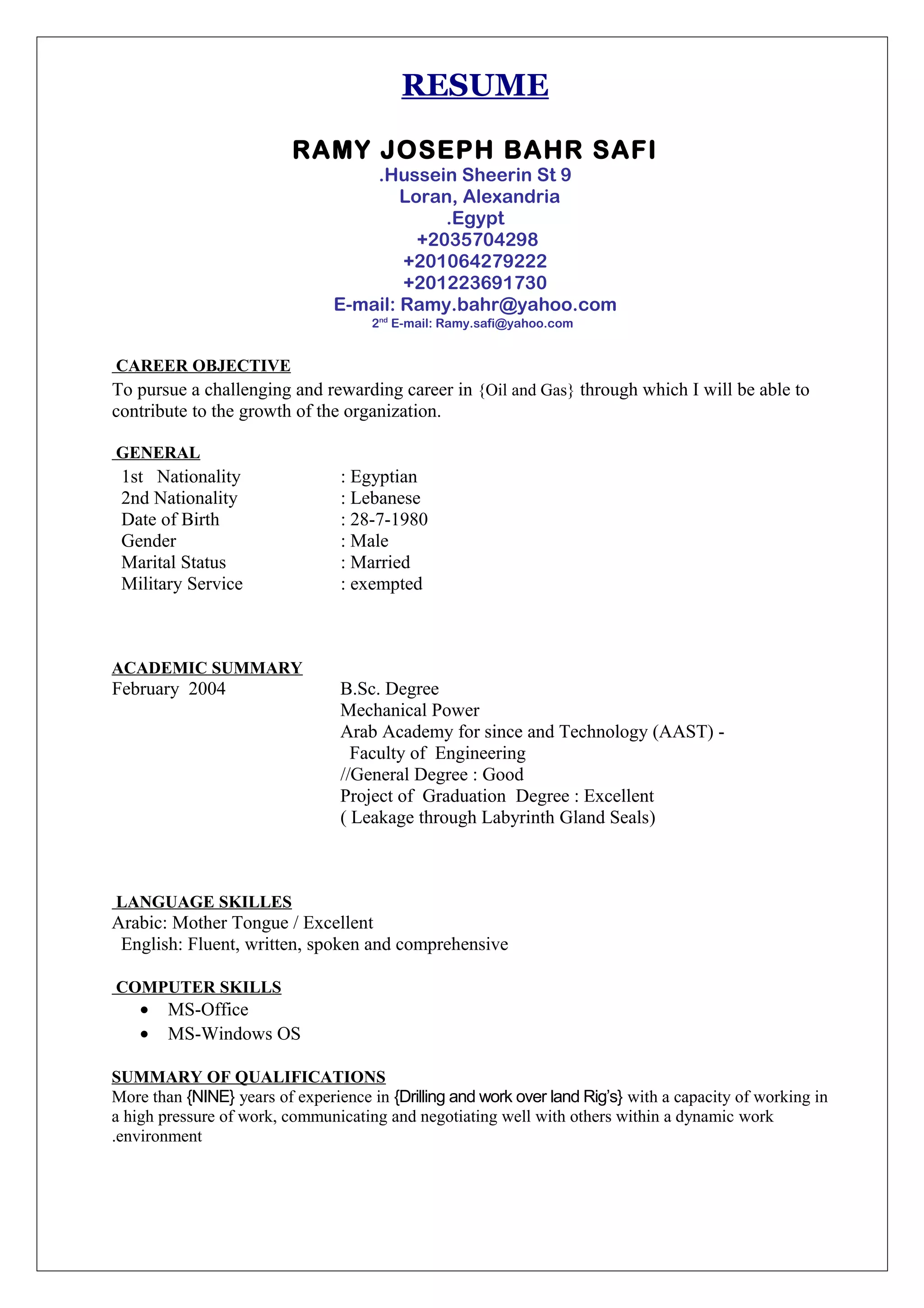 Ramy .Joseph CV | PDF