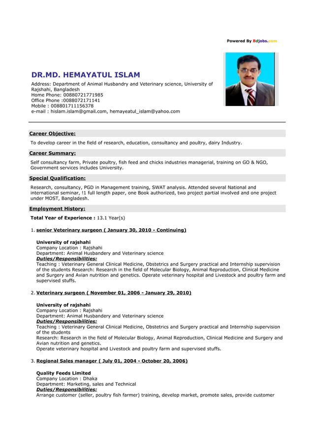 Dr.Md._Hemayatul_Islam_CV-1 | DOC | Agriculture | Industries