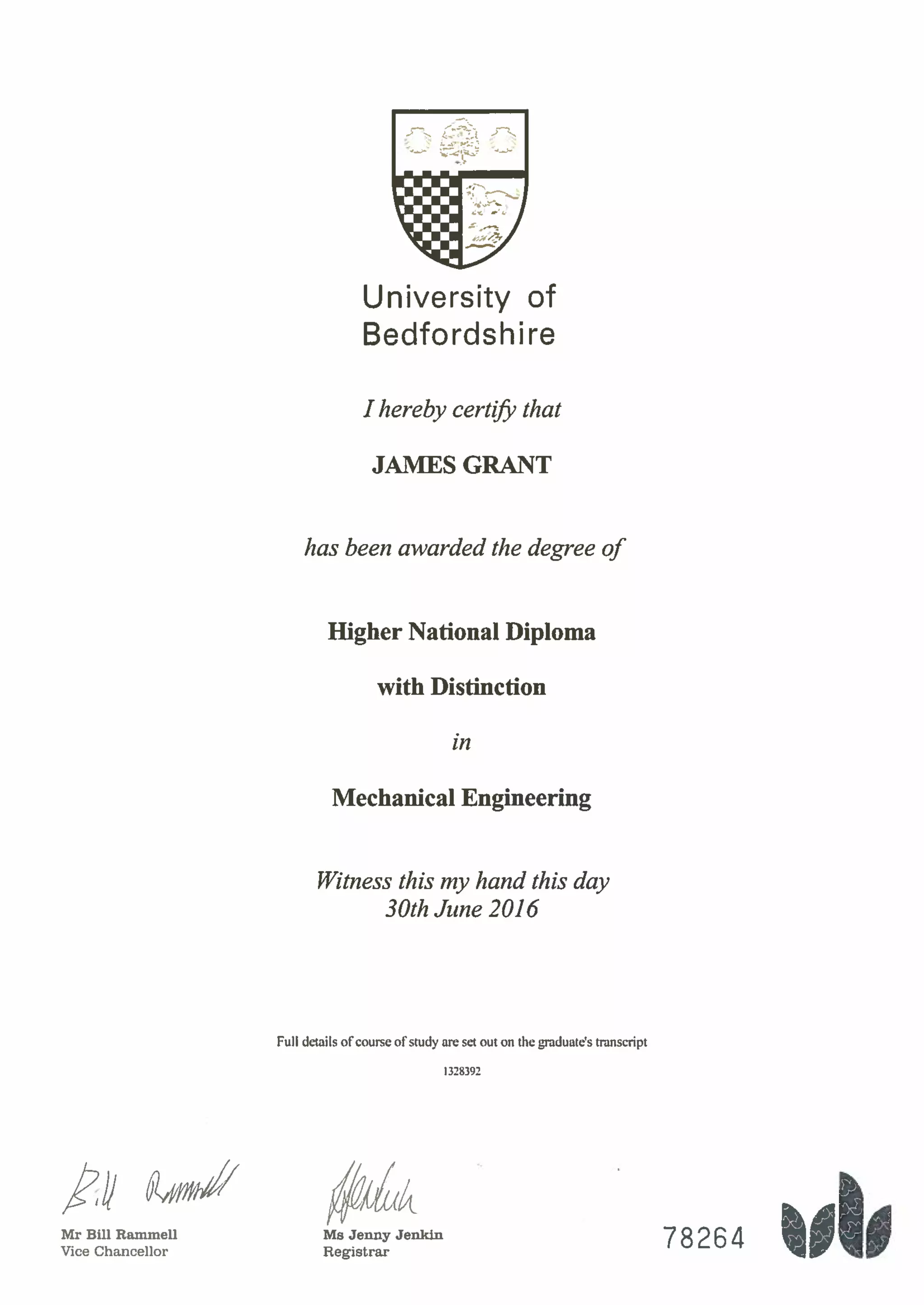 JaGr - HND Mechanical Engineering Certificate 2016 | PDF