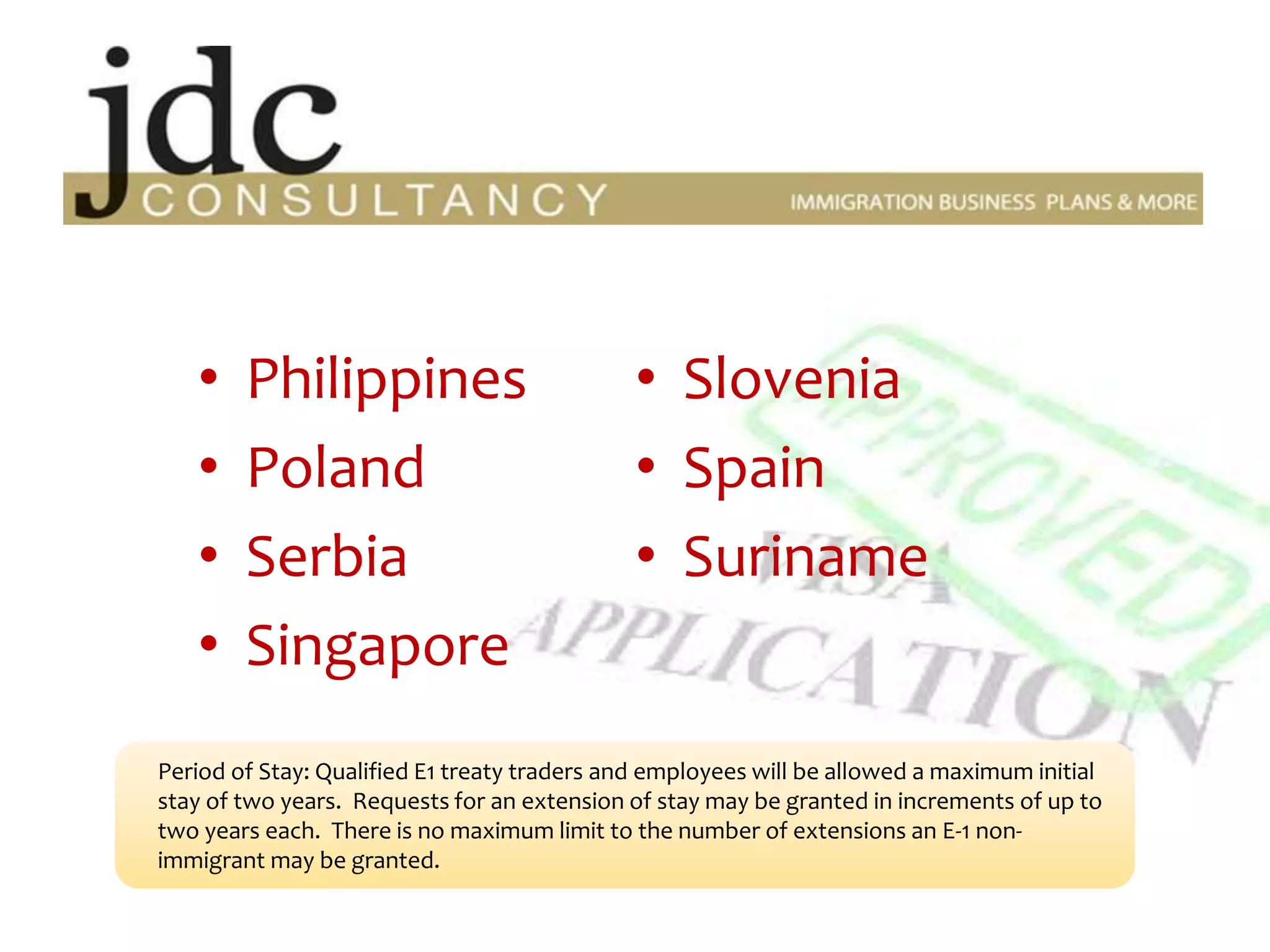 E1 Visa Treaty Countries | PPT