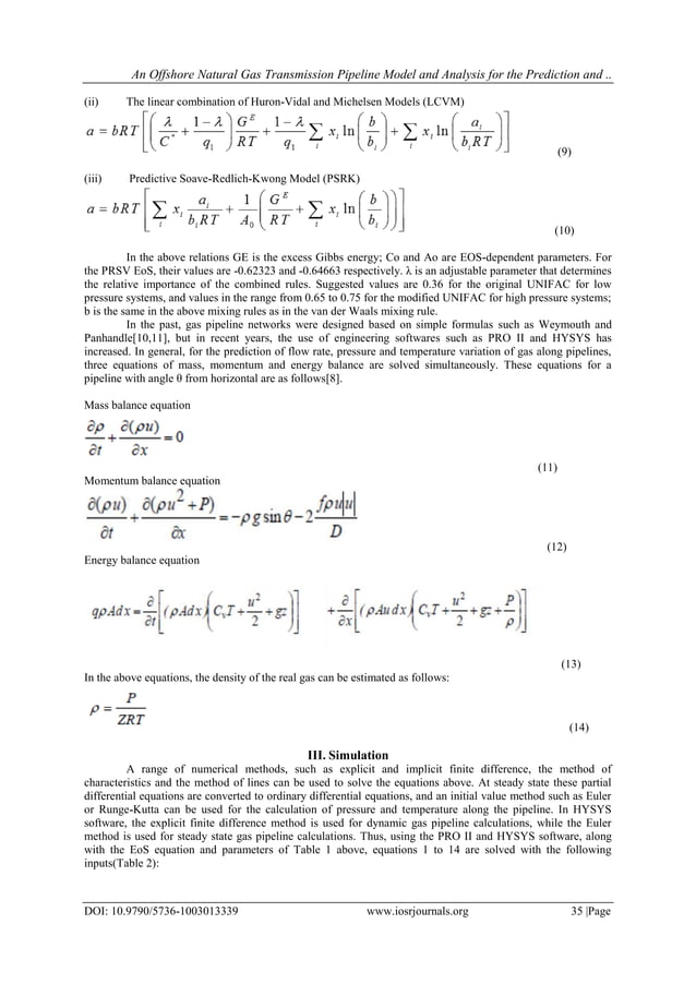 An Offshore Natural Gas Transmission Pipeline Model and Analysis for the Prediction and ...