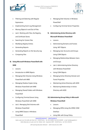 Automating administration with windows power shell - Scheda corso LEN | PDF