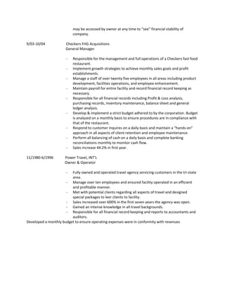 Judith Jordan new resume | DOC