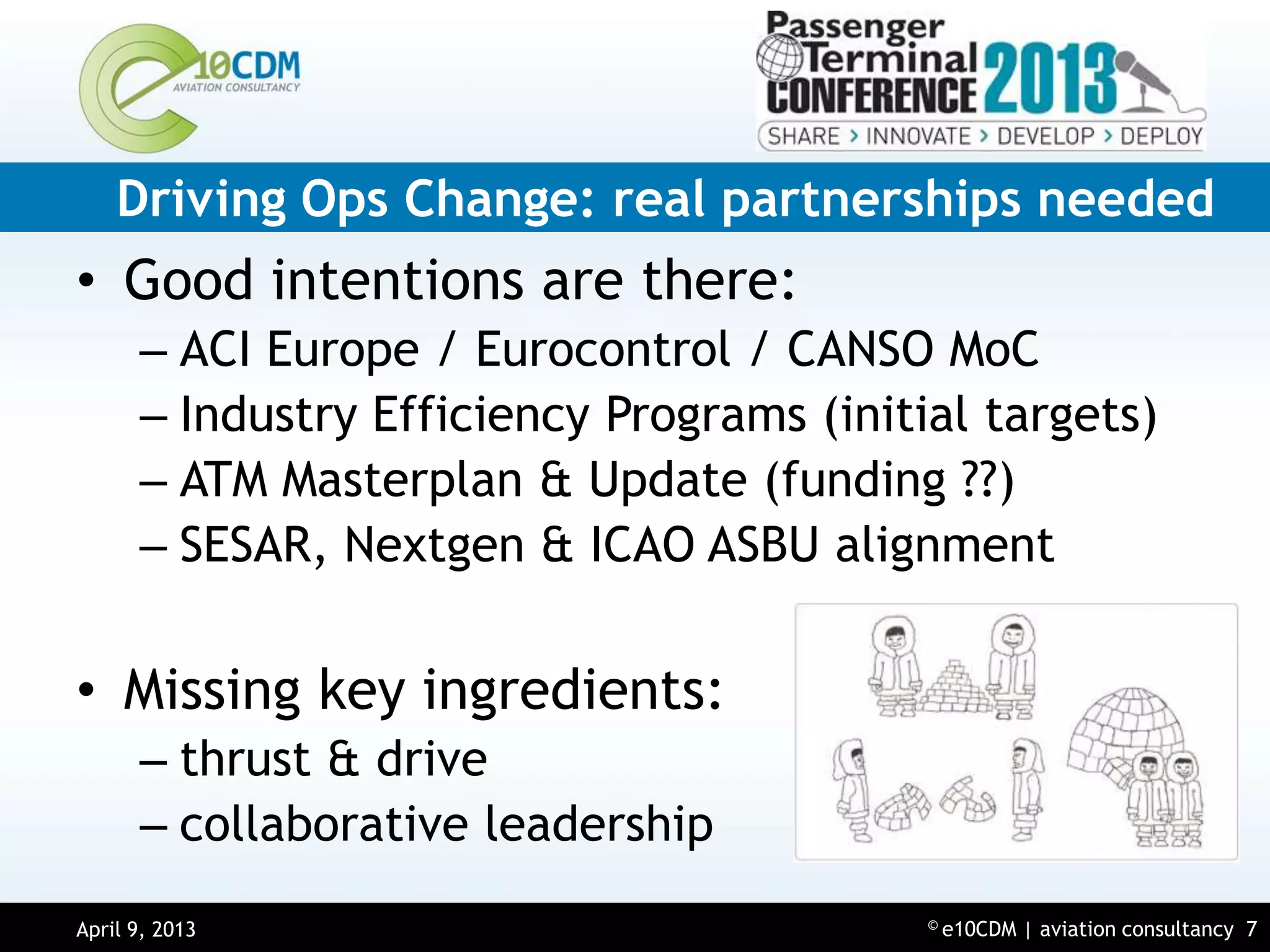 e10CDM aviation consultancy - PTE2013 conference - Ops & Mngmnt - A-CDM overview | PPT