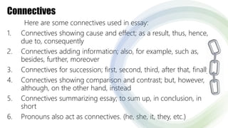 English 10- Quarter 2: Types of Expository Writing and Connectives and ...