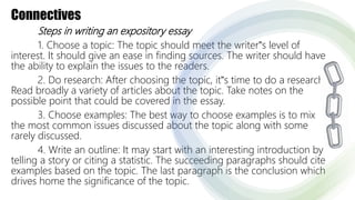 English 10- Quarter 2: Types of Expository Writing and Connectives and ...