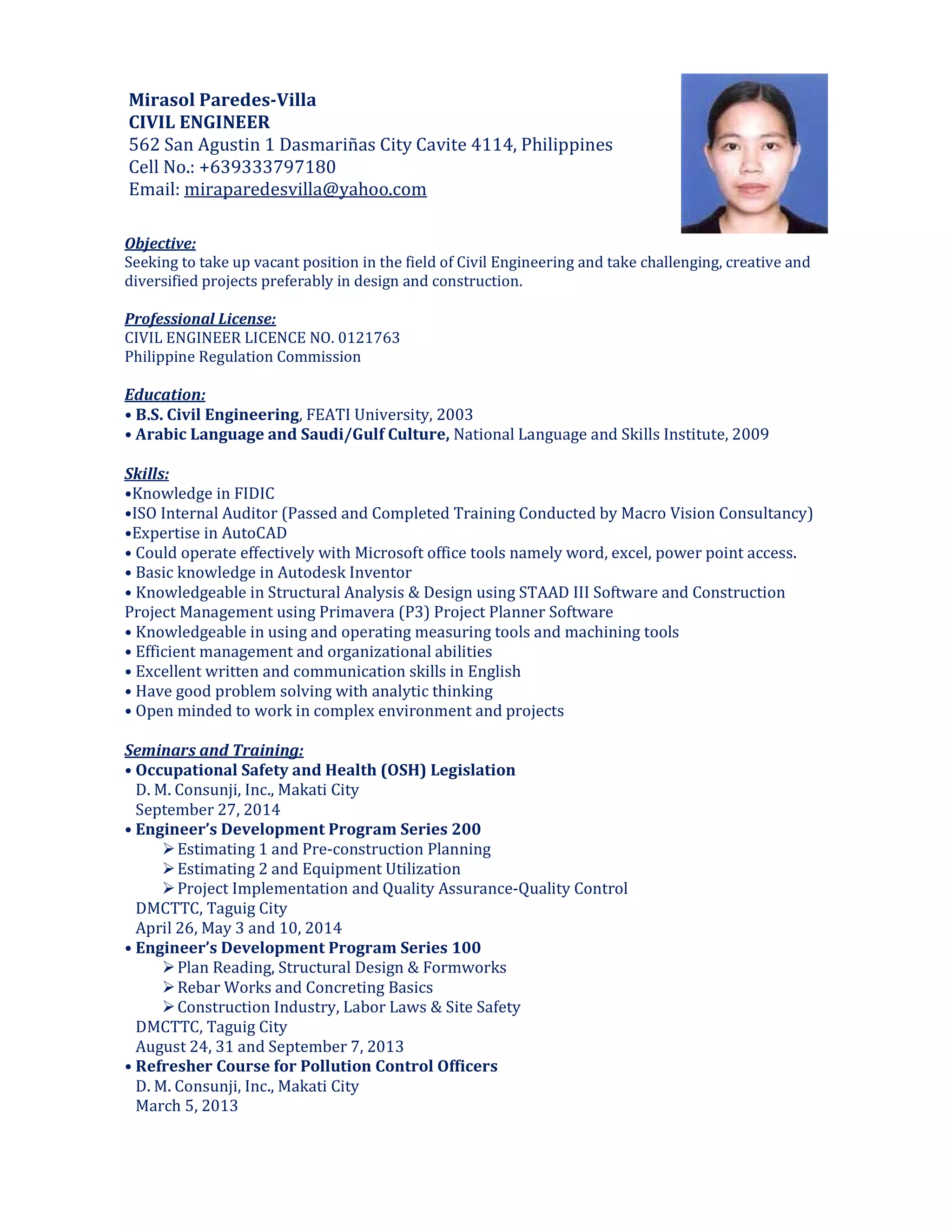 Mirasol Resume 10-14-14 | PDF