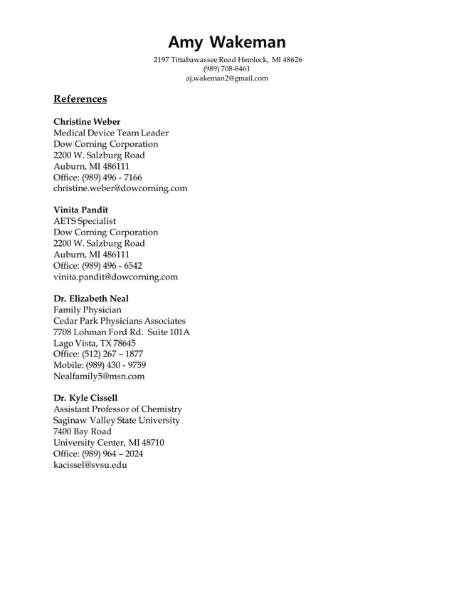 Amy Wakeman References | PDF