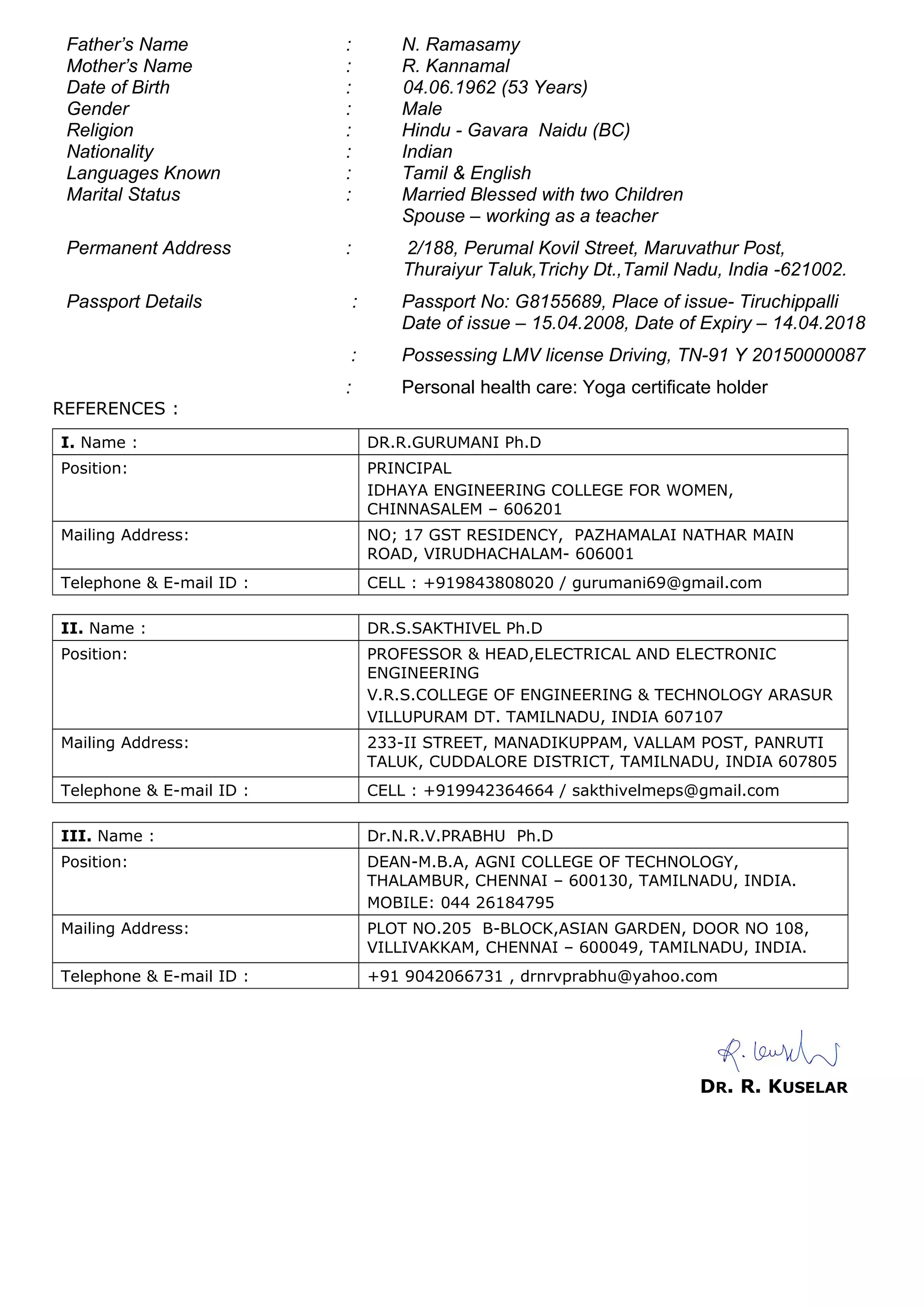 Resume Saraswathi | DOC