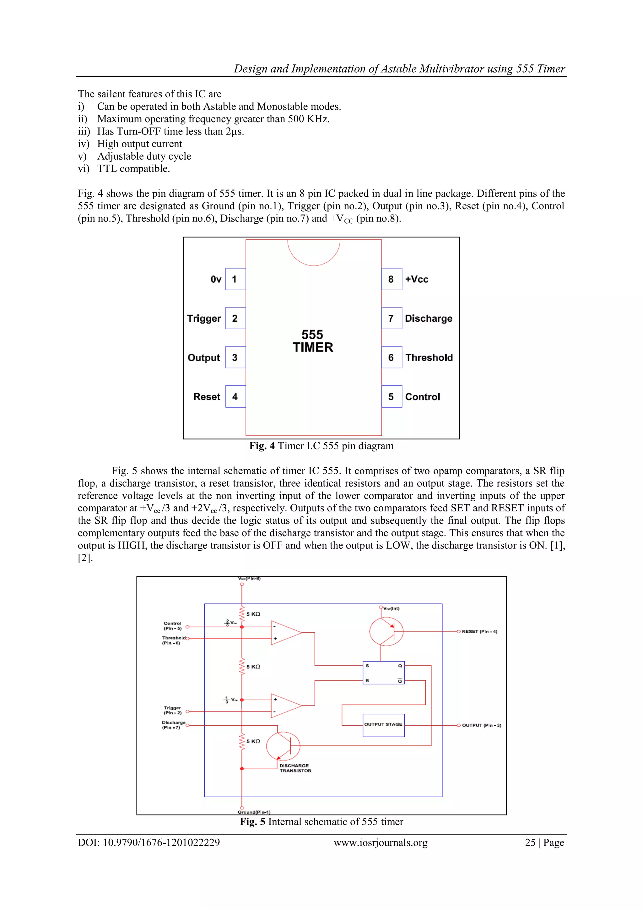 Design and Implementation of Astable Multivibrator using 555 Timer | PDF