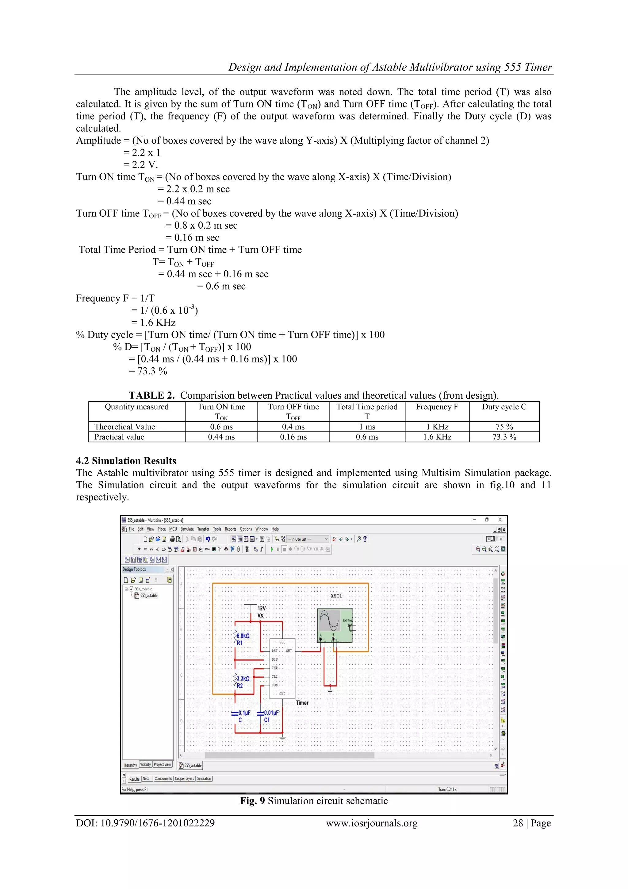 Design and Implementation of Astable Multivibrator using 555 Timer | PDF