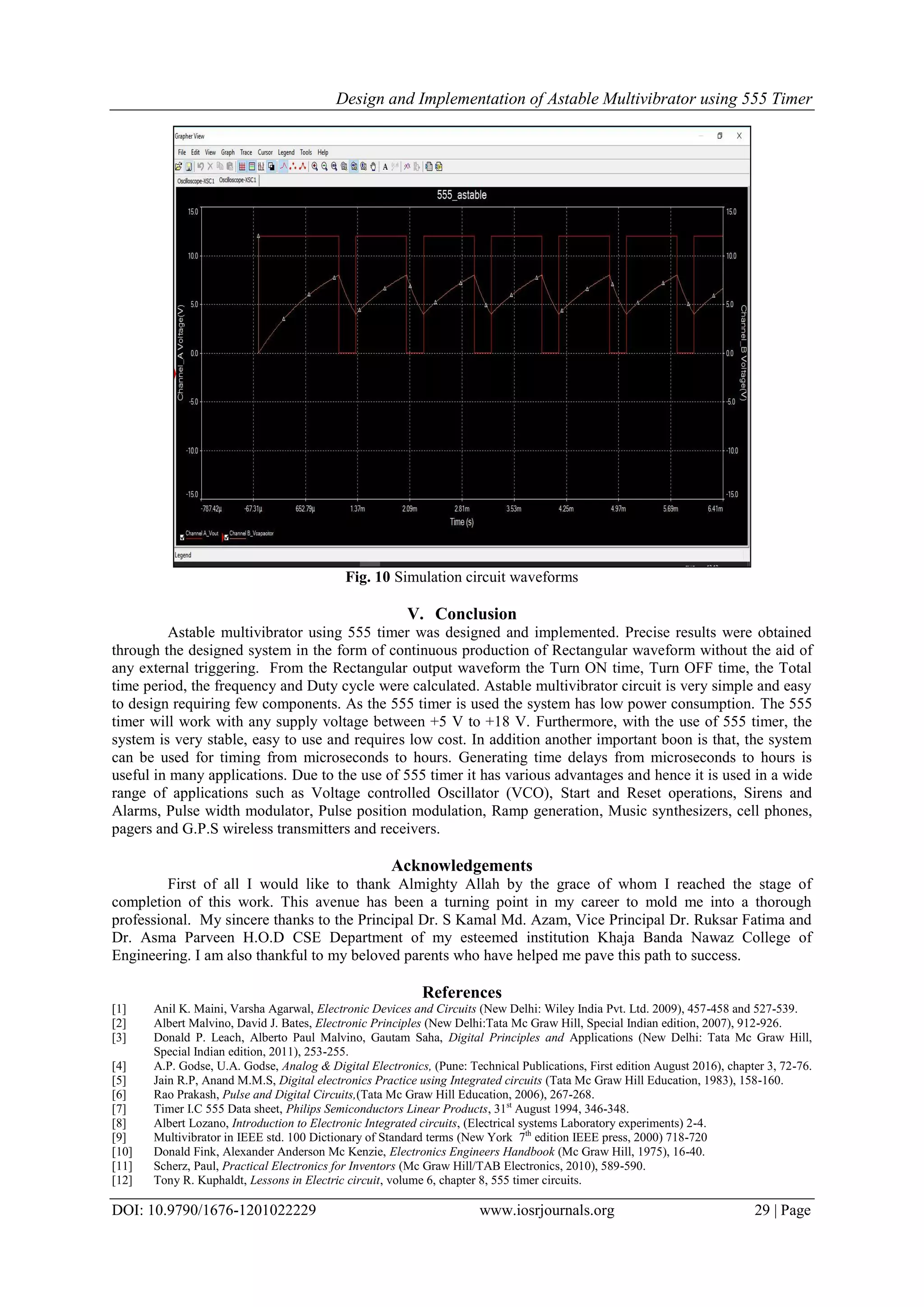 Design and Implementation of Astable Multivibrator using 555 Timer | PDF