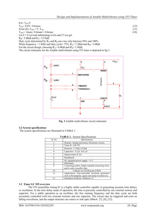 Design and Implementation of Astable Multivibrator using 555 Timer | PDF