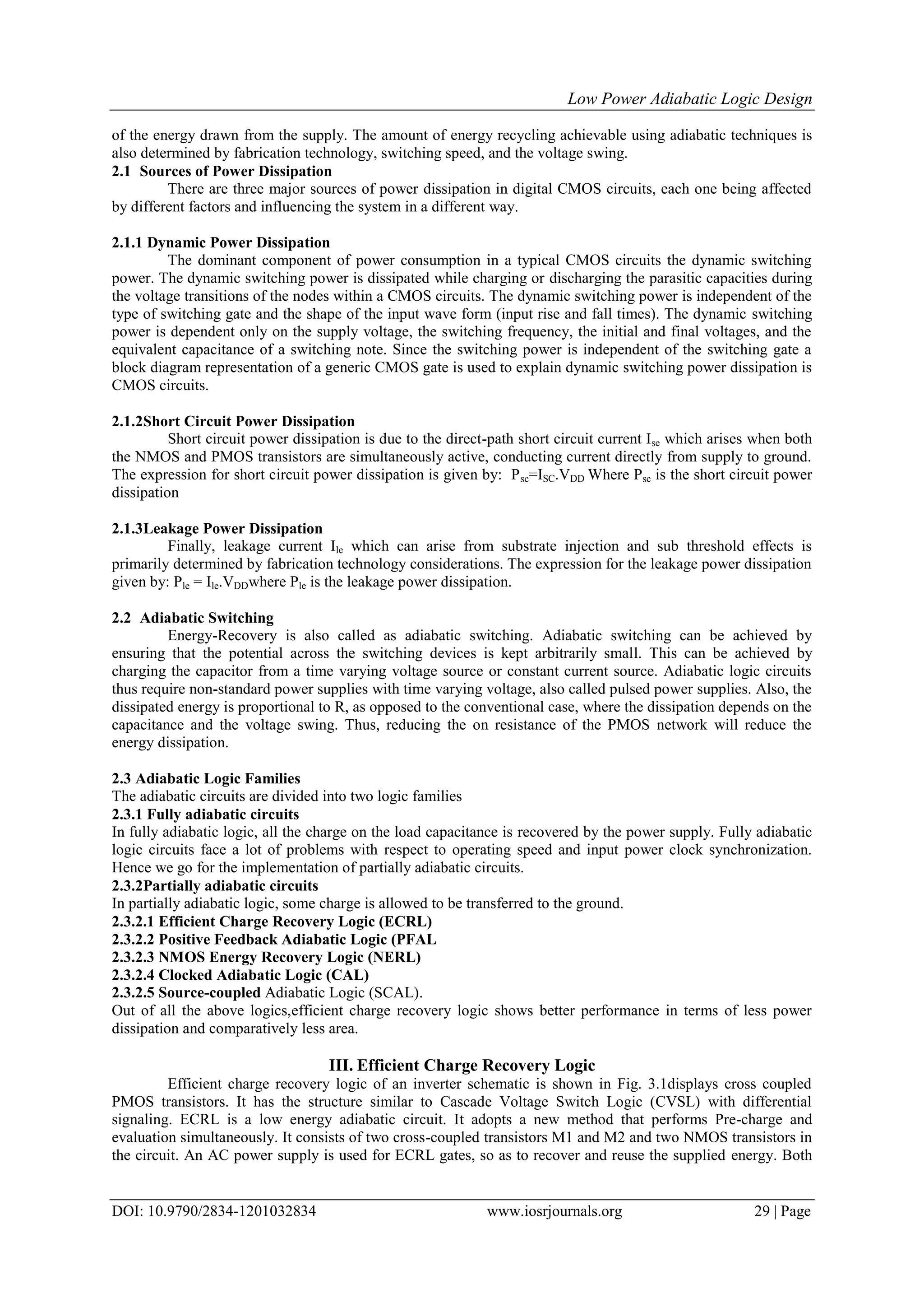 Low Power Adiabatic Logic Design Pdf