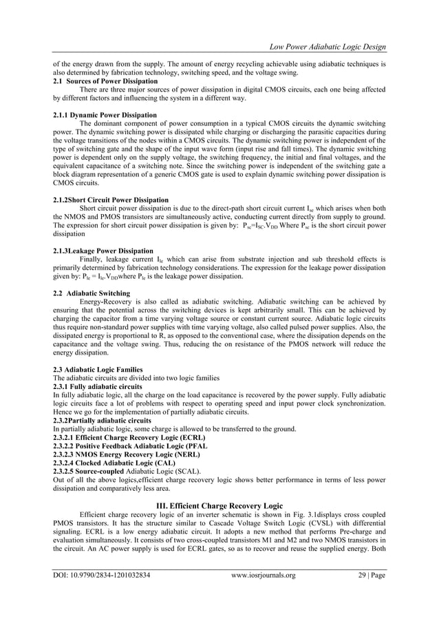 Low Power Adiabatic Logic Design Pdf