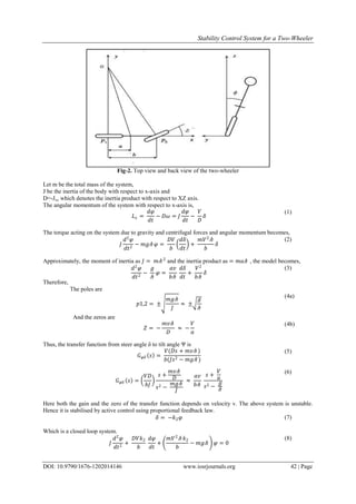 Stability Control System for a Two-Wheeler | PDF