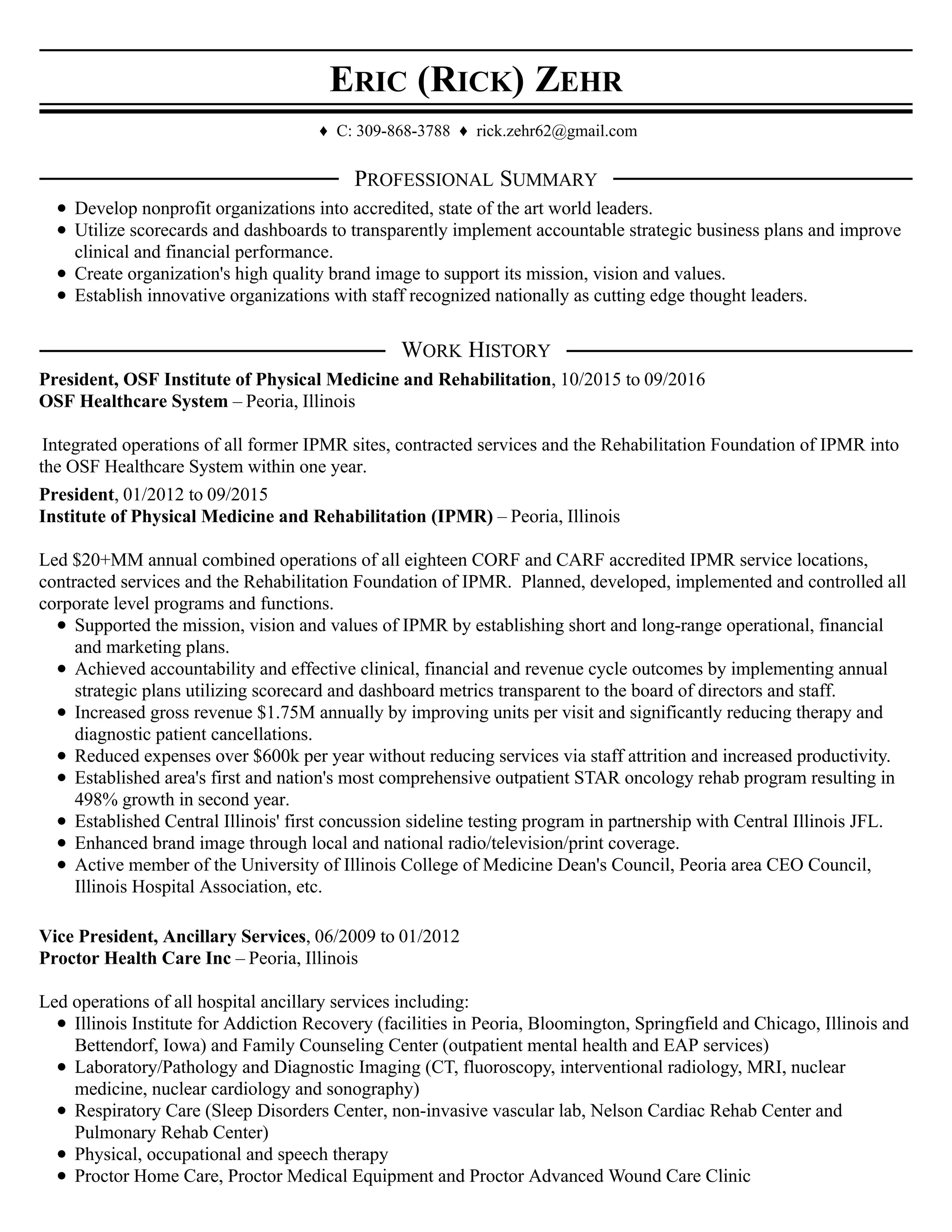 Eric (Rick) Zehr Resume 1 | PDF