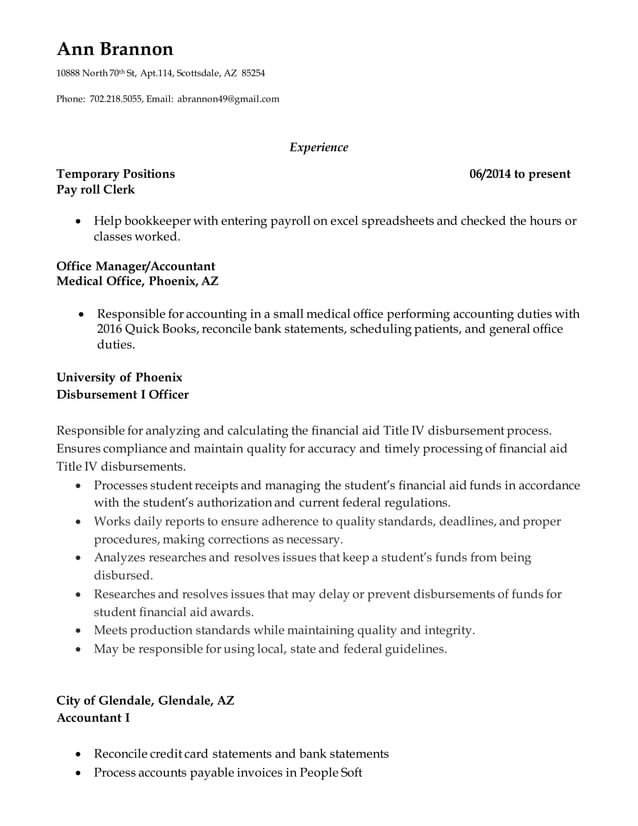 Ann's Resume. | DOCX | Student Financial Aid | Financial Assistance