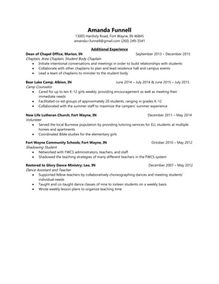 Resume--Amanda Funnell | PDF | Primary Education | Education