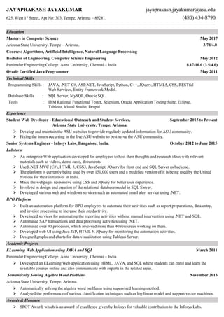 Resume _Jayaprakash | PDF | Web Development | Internet