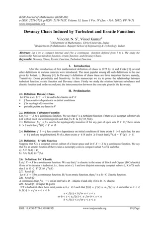 Devaney Chaos Induced by Turbulent and Erratic Functions | PDF