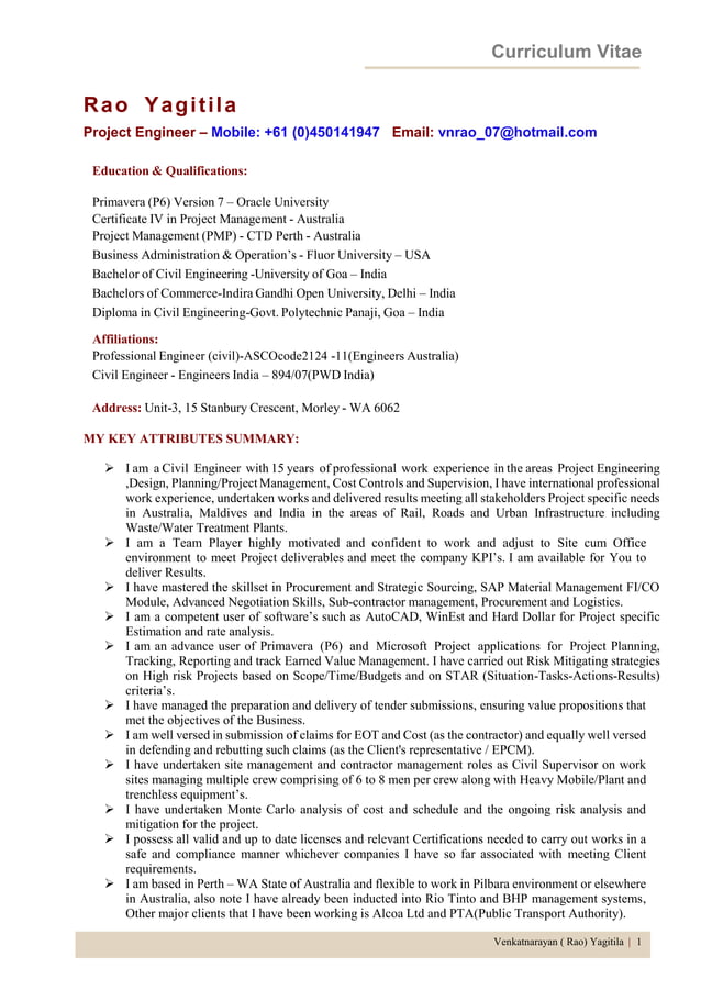 Rao Yagitila CV | PDF